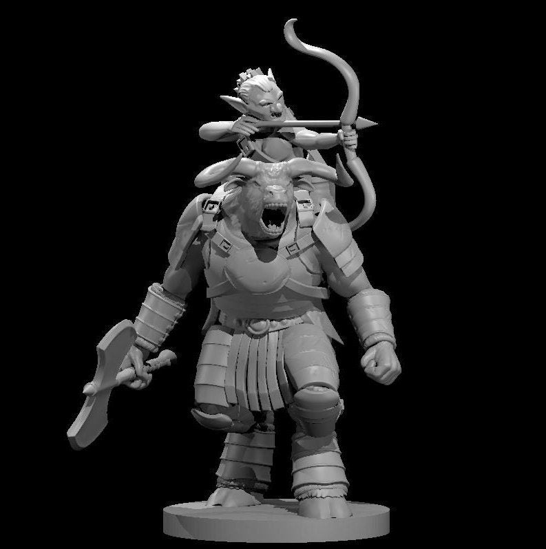 Minotaur Fighter with Goblin Ranger - MZ4250 – Couatl's Hoard