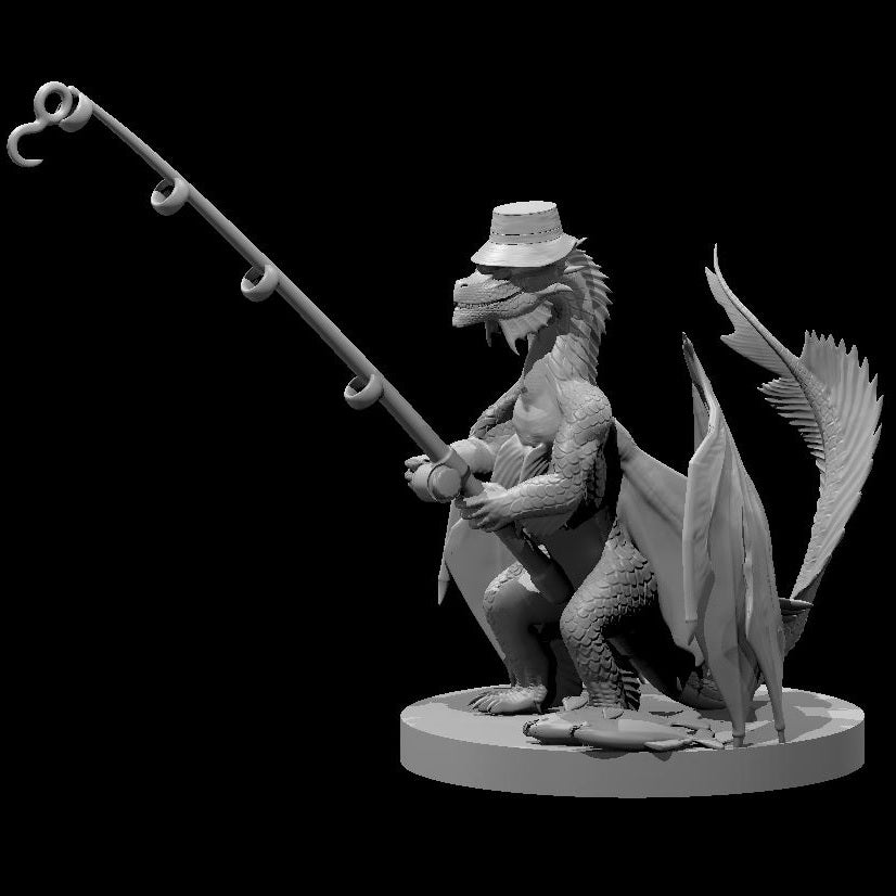 Bronze Dragon Wyrmling, Fishing - MZ4250 – Couatl's Hoard