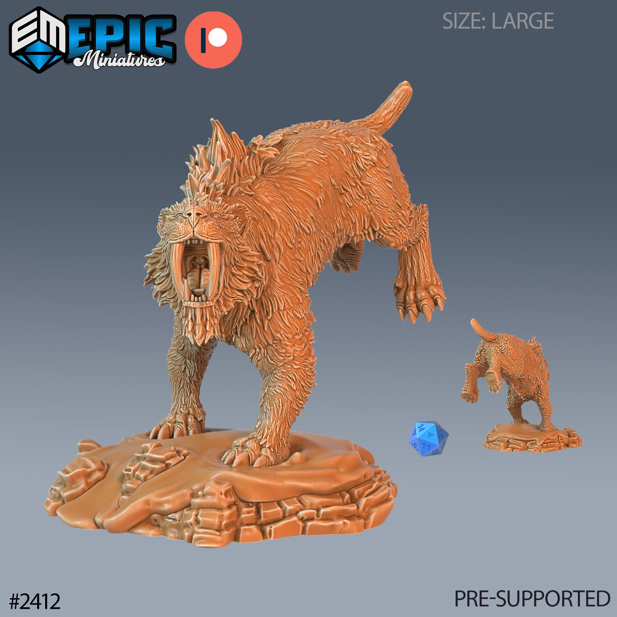 Sabretooth Tiger (5 Variants Available) - Epic Miniatures – Couatl's Hoard