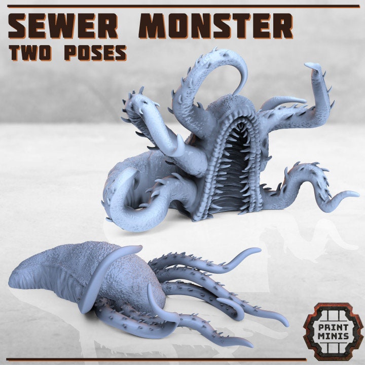 Sewer Monster (2 Variants Available) - Print Minis – Couatl's Hoard